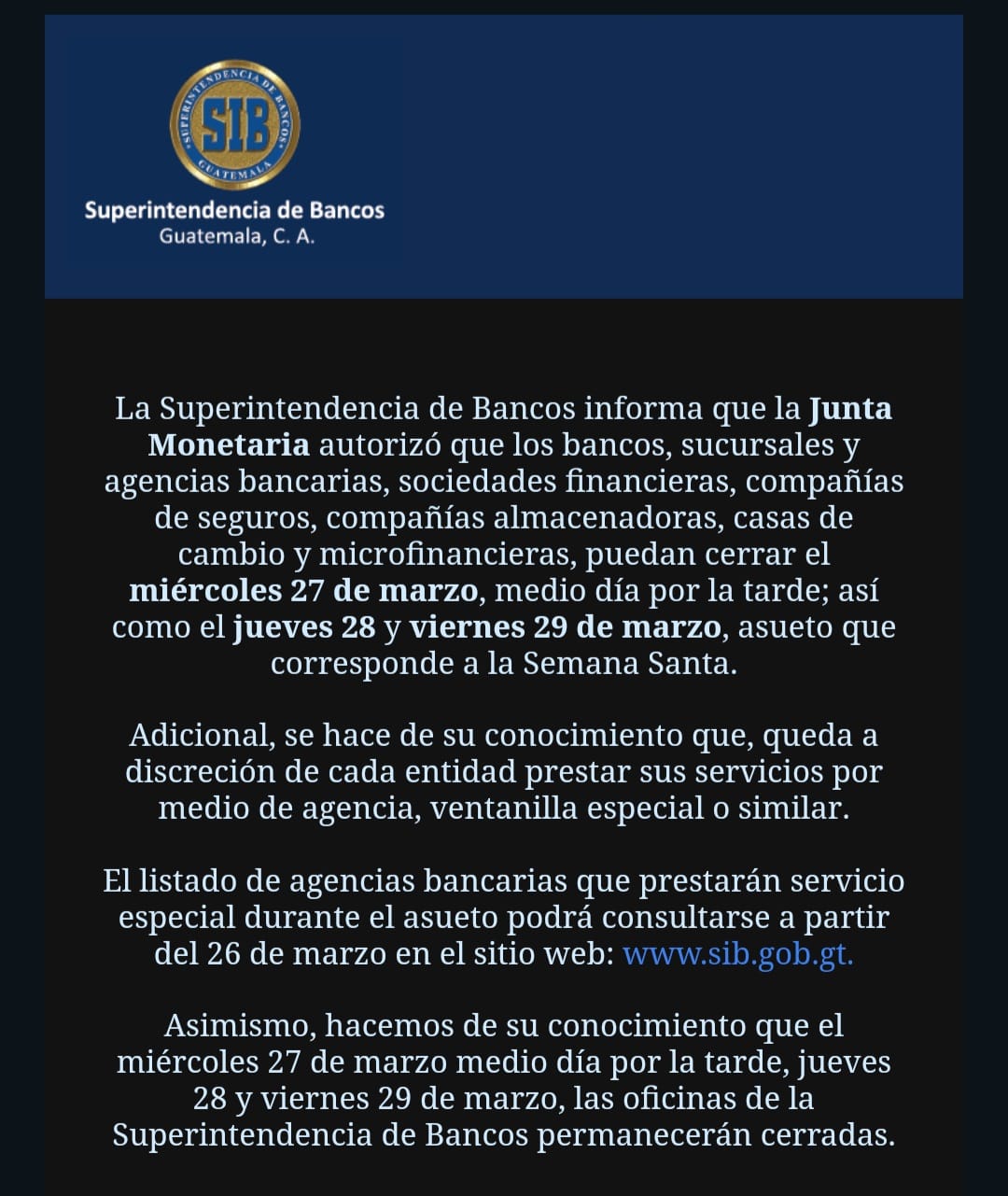 Semana Santa 2024: autorizan cierre de bancos y entidades financieras - La Hora