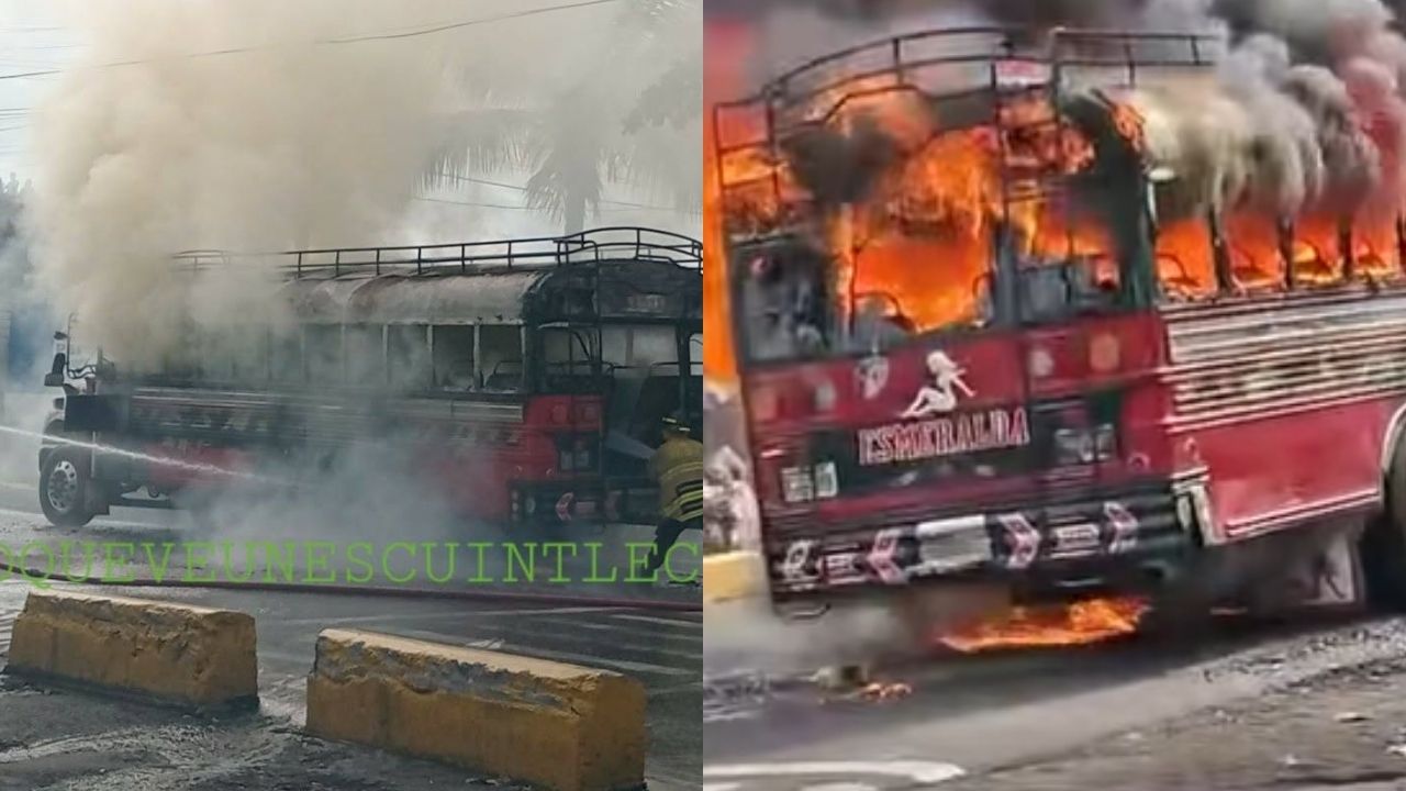VIDEO: Bus extraurbano se incendia en Escuintla posiblemente por fallas ...